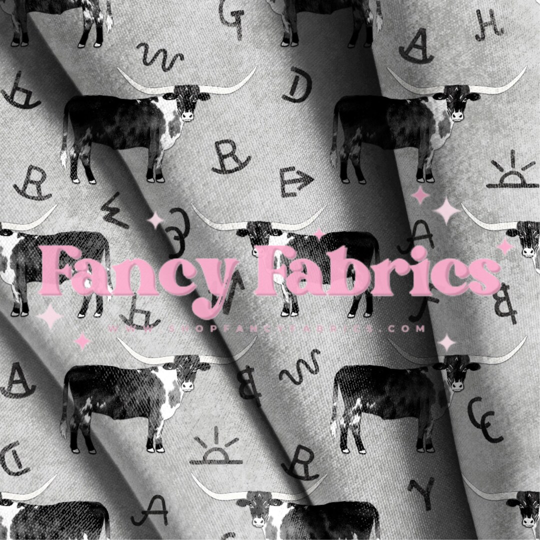 Branded Longhorns Fabric by the Yard Bullet Double Brushed Polyester ...