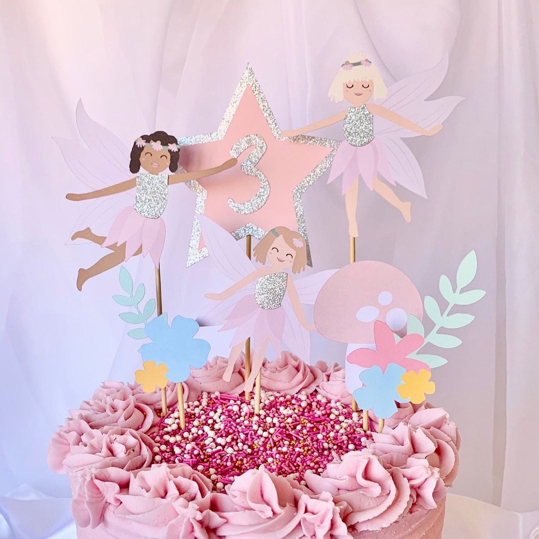 Fairy Birthday Fairy Cake Topper Set With Personalised Age & Name Cake ...