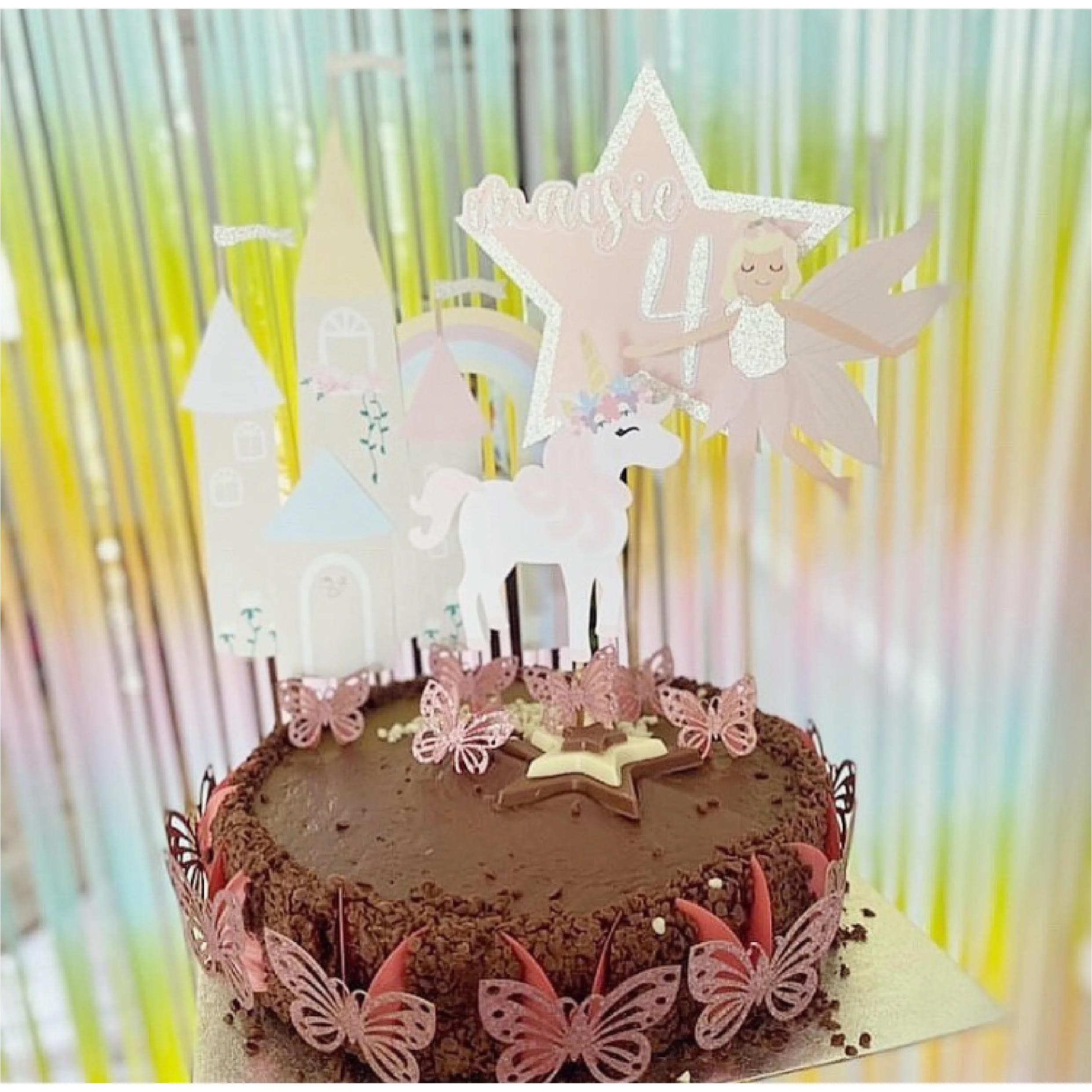 PINK Princess Castle Cake Topper With Rainbow | Princess Party ...