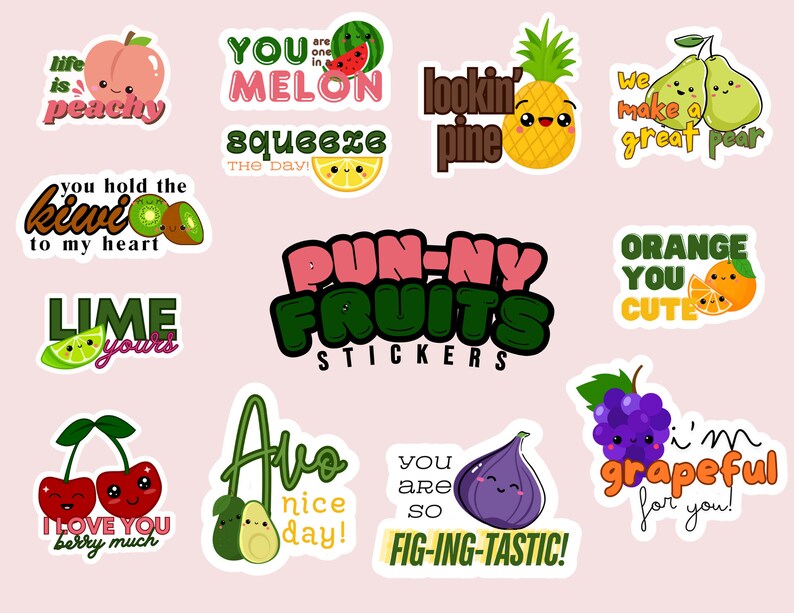 Cute Fruit Stickers - Etsy