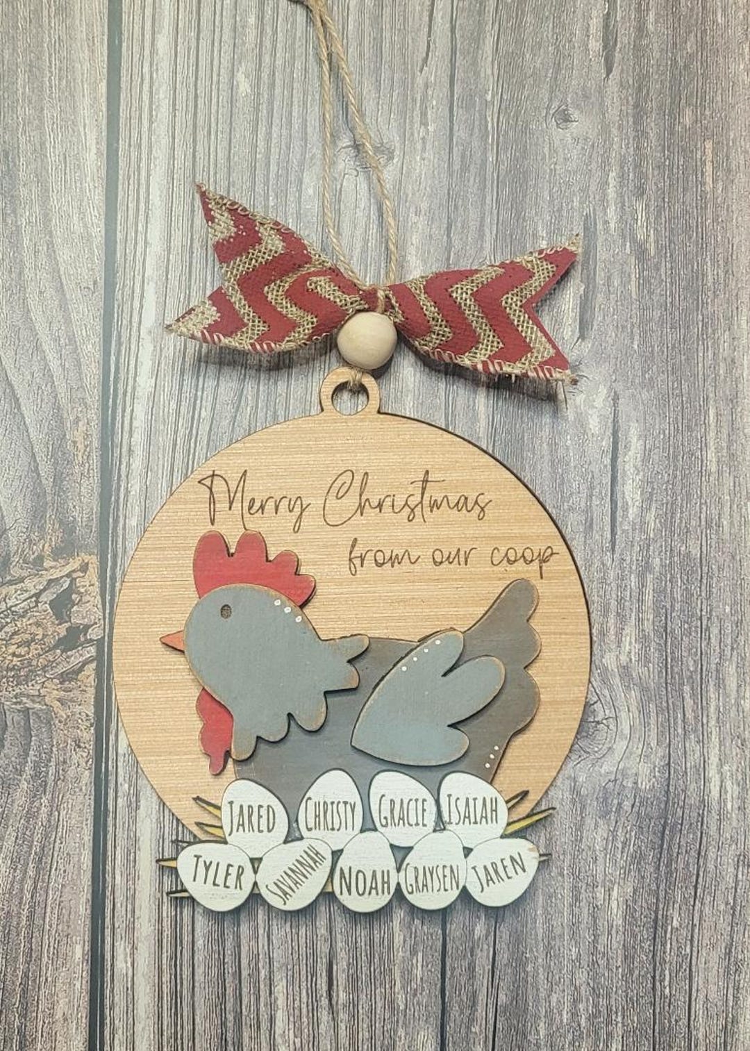 Personalized Family Christmas Chicken Hen Egg Ornament Laser Engraved ...