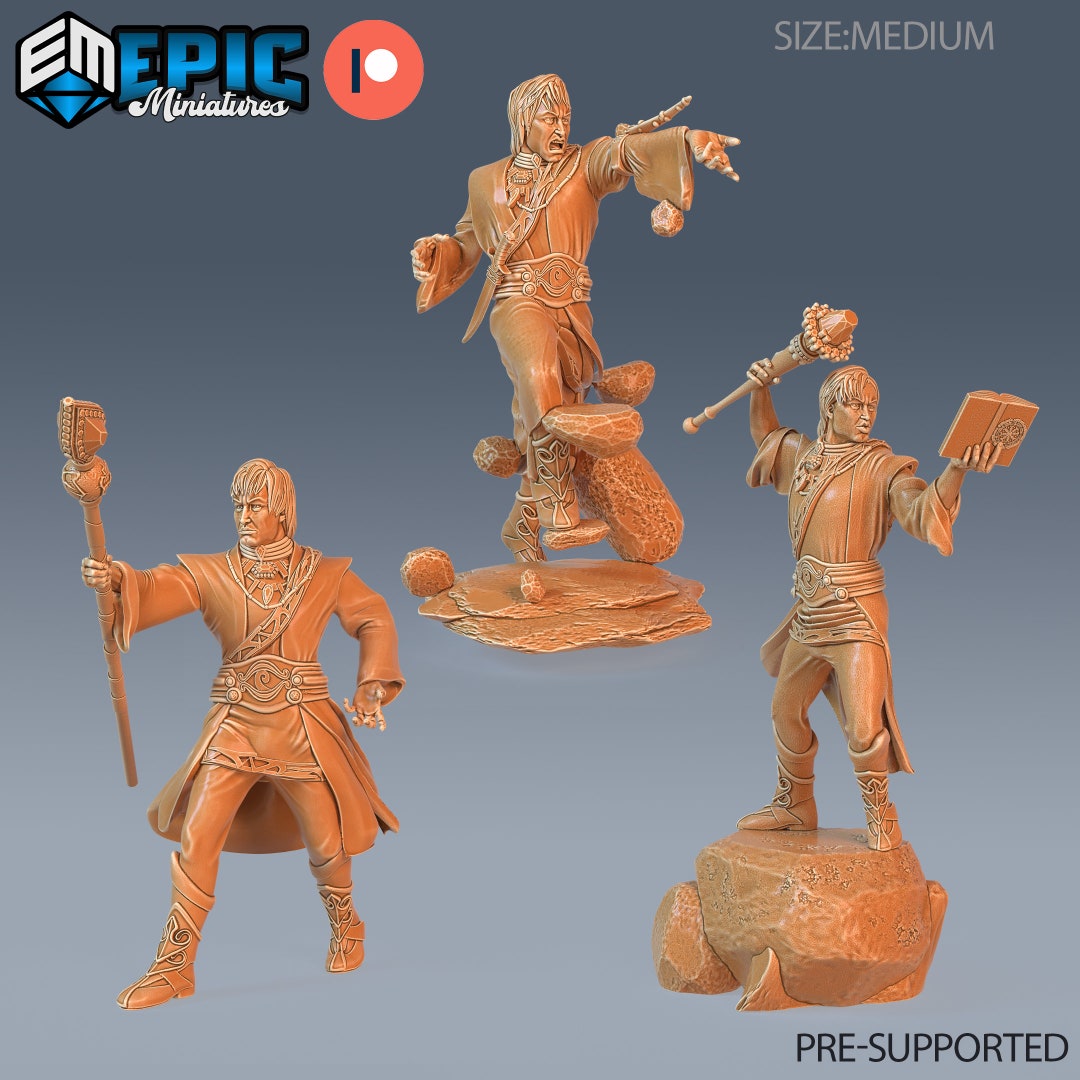 Earth Wizard Set of 3 DND Miniatures Caves of Despair Collection ...