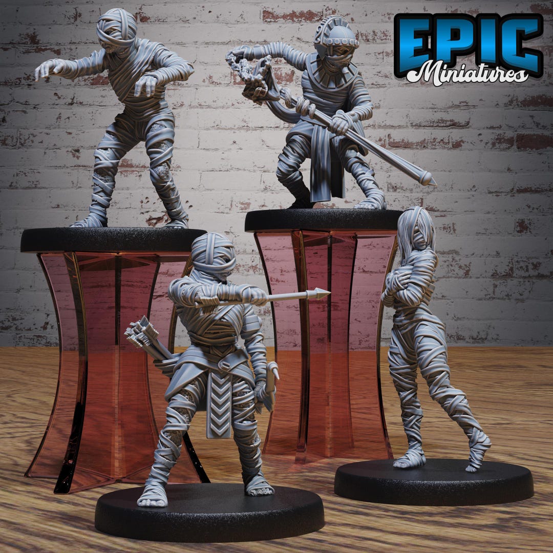 Mummy Army Set of 8 DND Miniatures Death Desert Collection Dungeons and ...