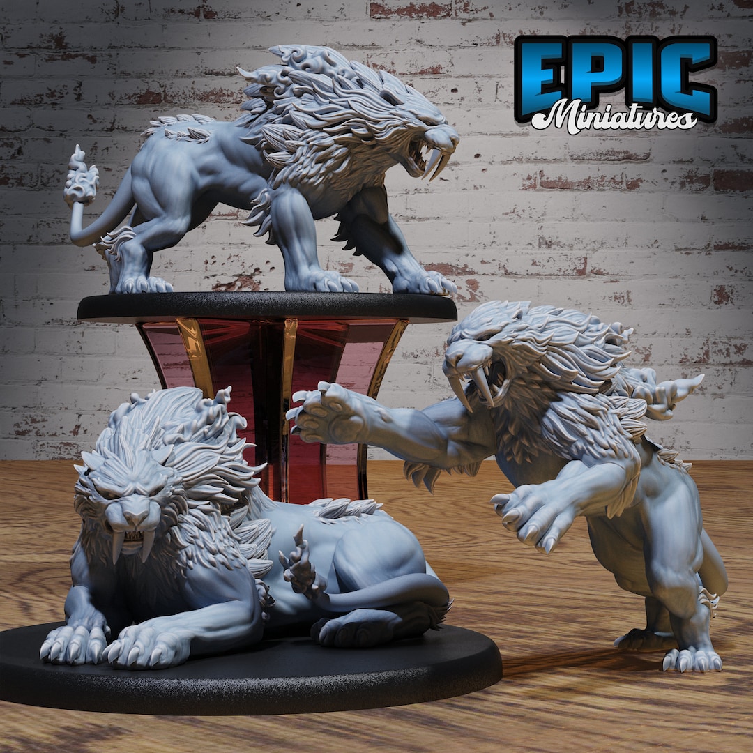 Sabertooth Beast Set of 3 DND Miniatures Beast Hunt Collection Dungeons ...