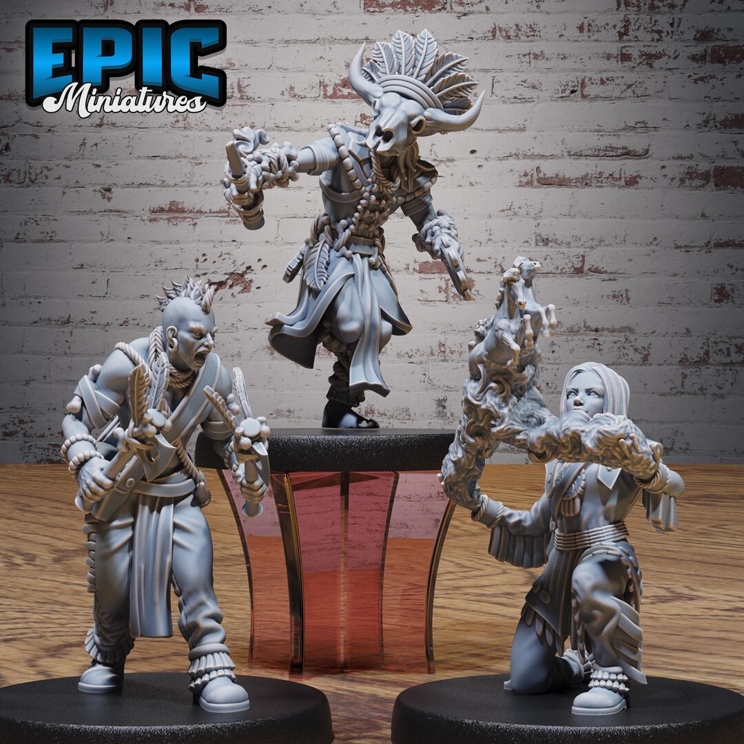 Native Tribe Set of 3 DND Miniatures Native Magic Collection Dungeons ...