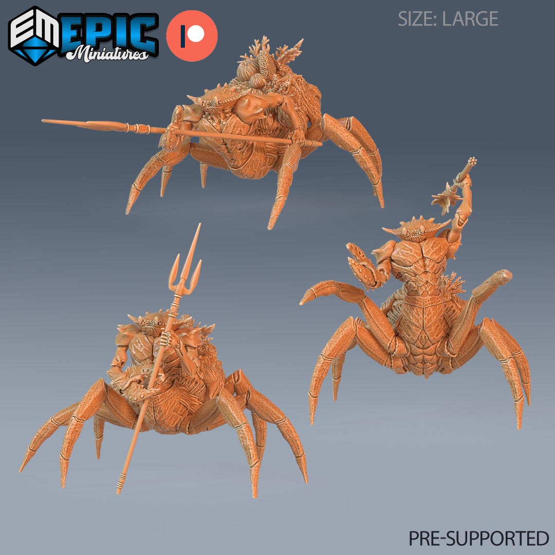 Crab People Set of 3 DND Miniatures Treasure Hunt Collection Dungeons ...