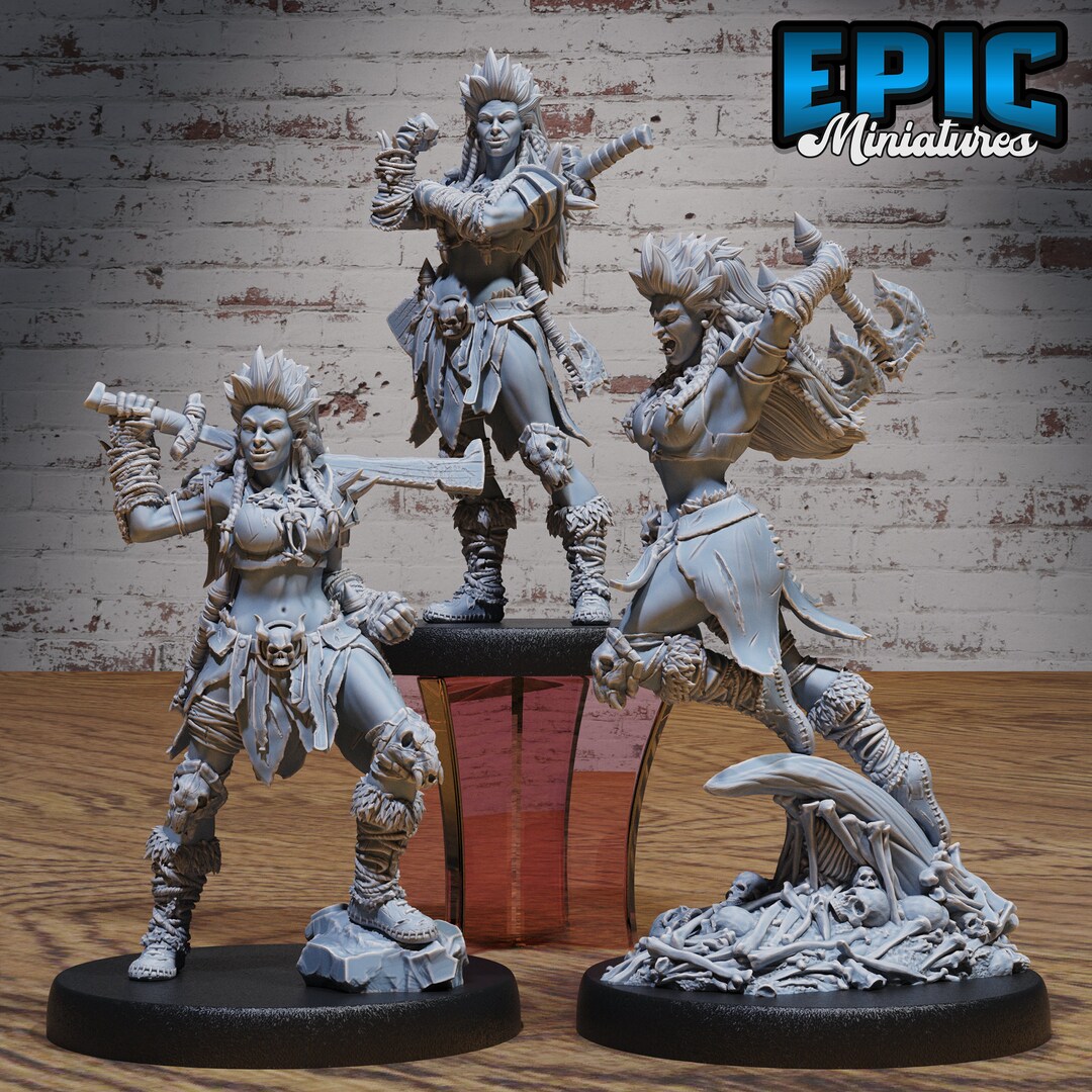 Orc Lady Adventurer Set of 3 DND Miniatures Beast Hunt Collection ...