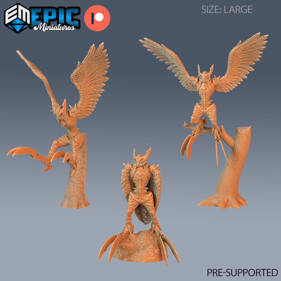 Owl Harpy Set of 3 DND Miniatures Justice Hills Collection Dungeons and ...