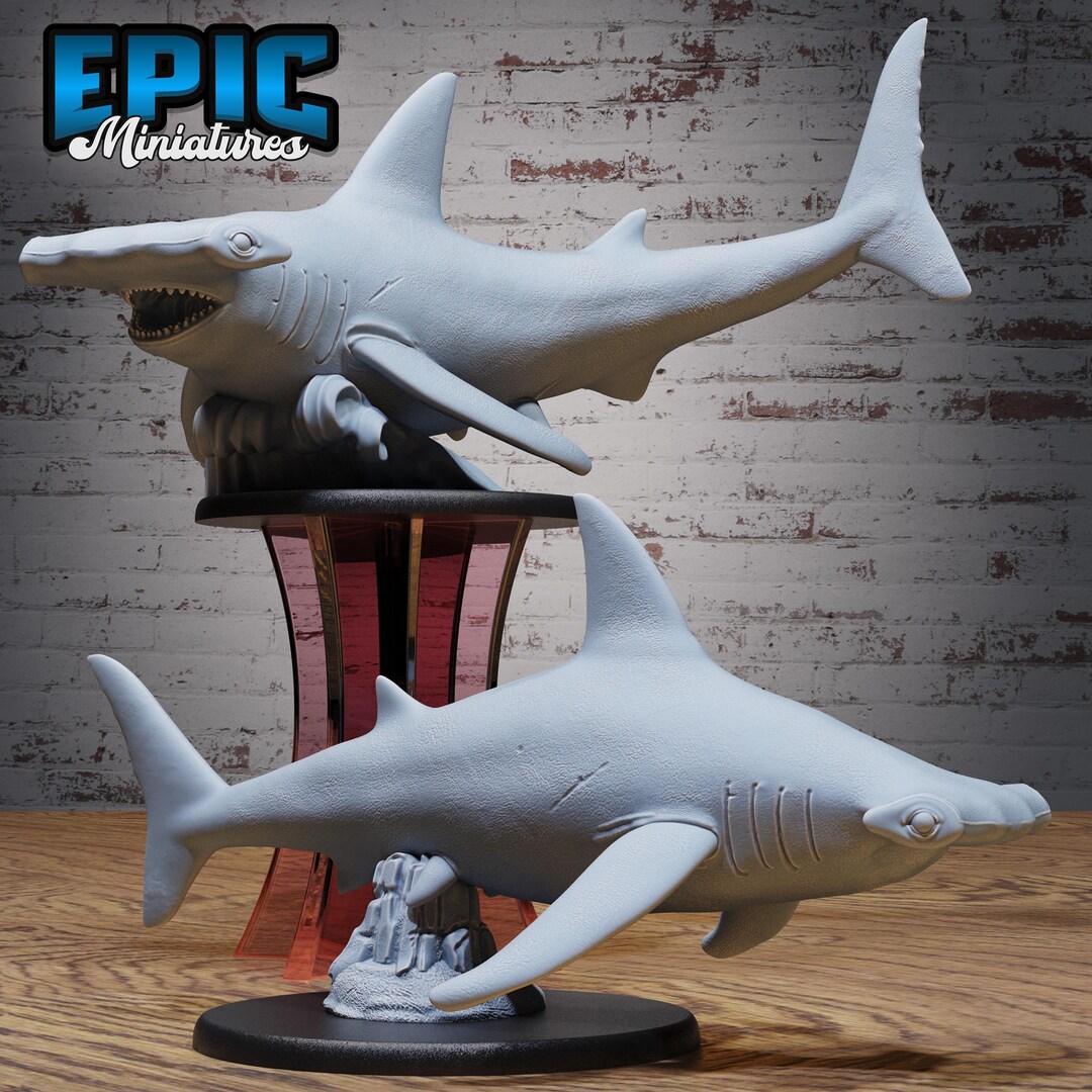 Hammerhead Shark Set of 2 DND Miniatures Corsair Waters Collection ...
