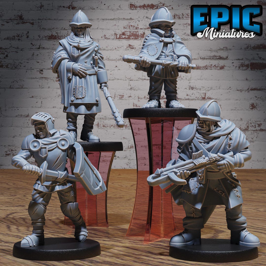 City Guard Set of 8 DND Miniatures NPC Fun Pack Collection Dungeons and ...