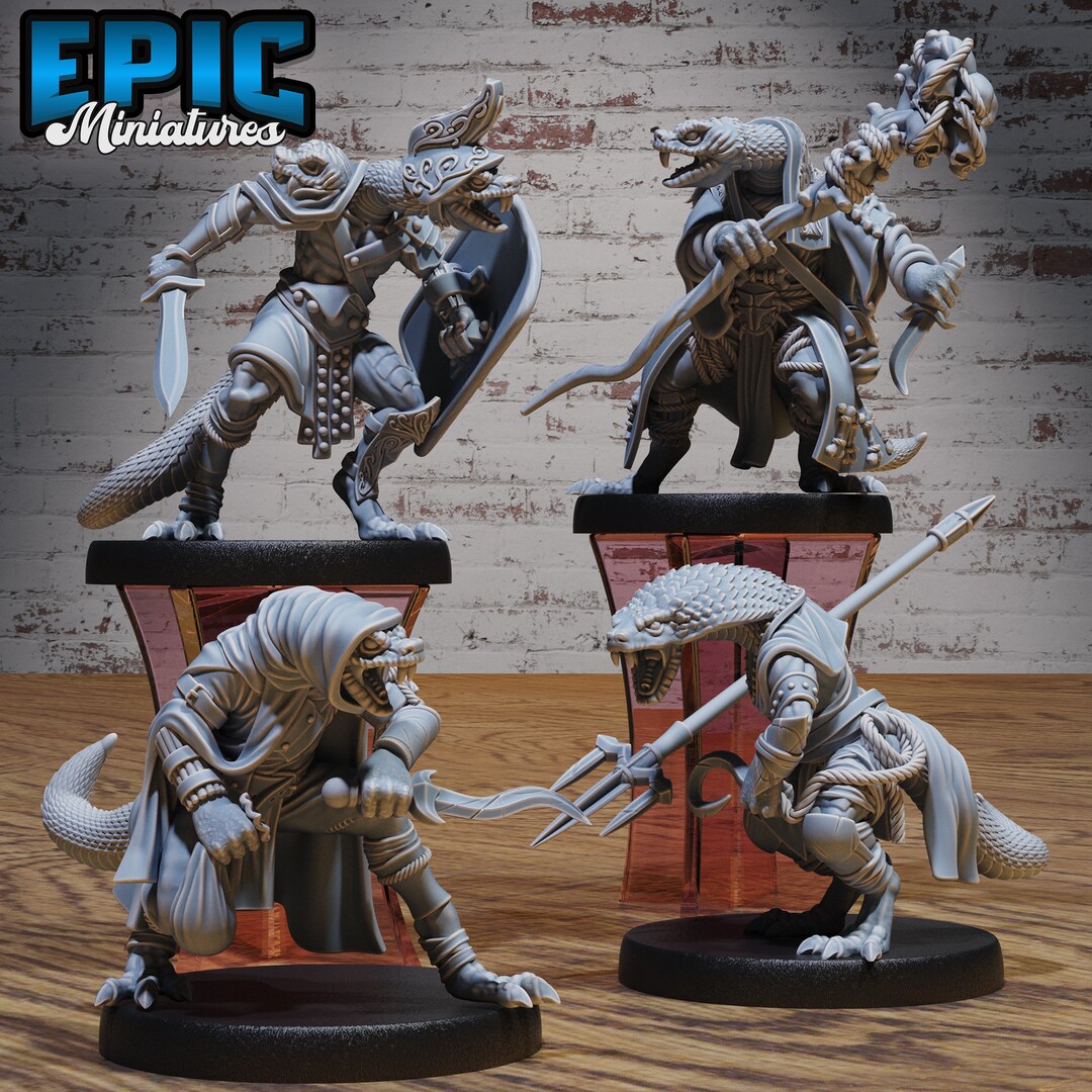 Serpent Folk Set of 8 DND Miniatures Serpents Rage Collection Dungeons ...