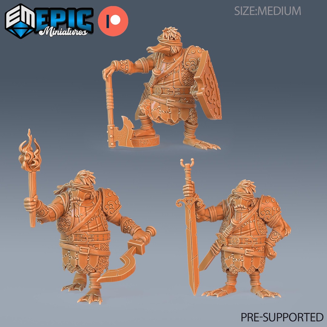 Duck Folk Mercenary Set of 3 DND Miniatures Cruel Marshes Collection ...