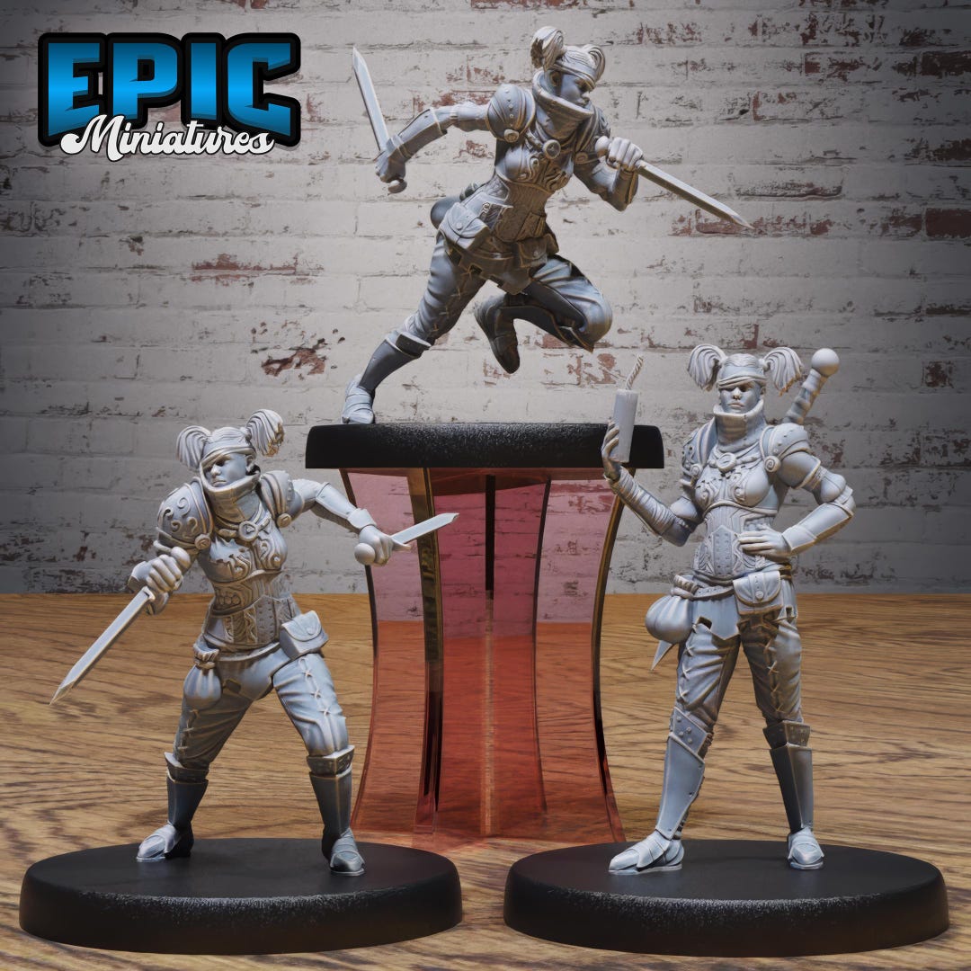 Raider Female Set of 3 DND Miniatures Wild Bandits Collection Dungeons ...