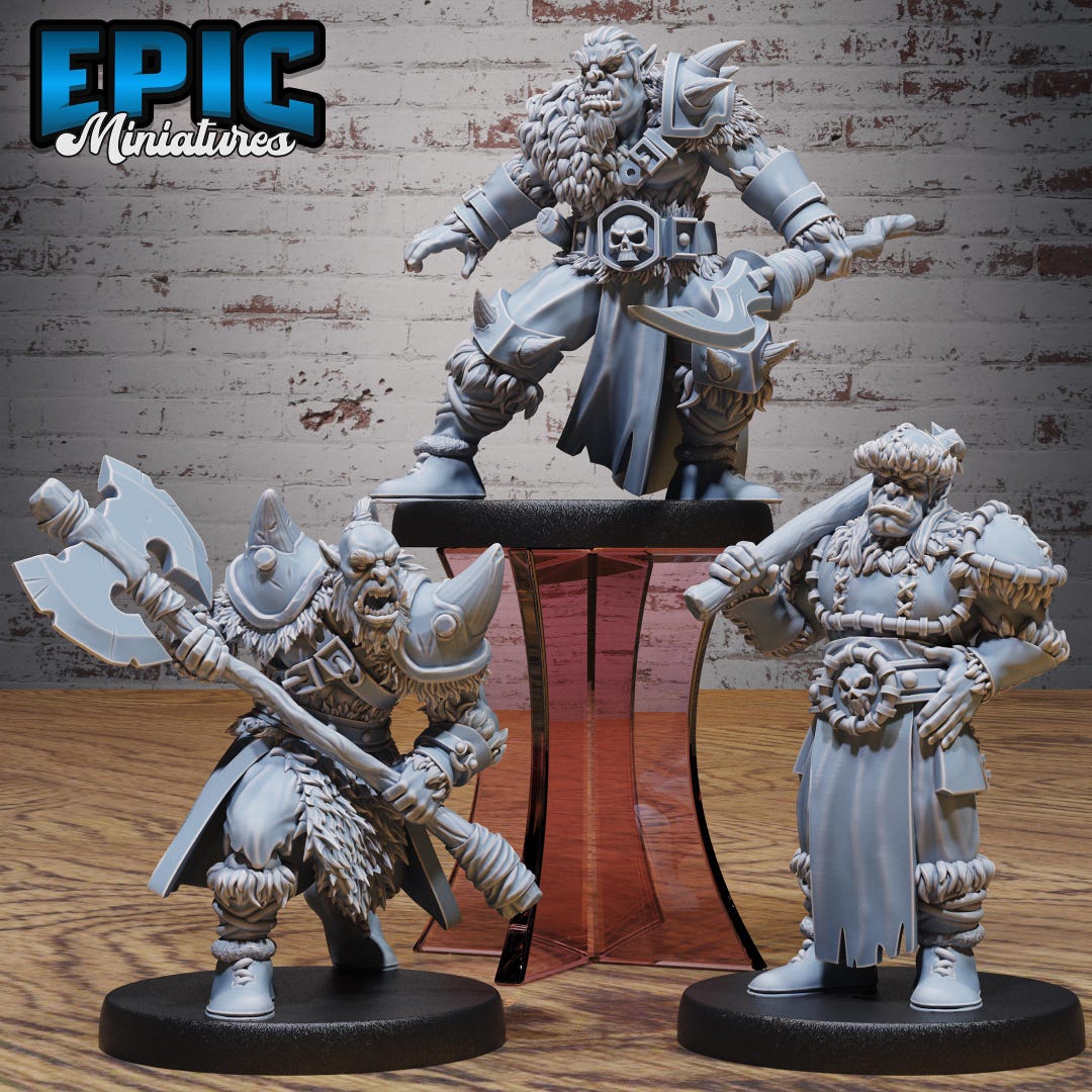 Snow Orc Set of 3 DND Miniatures Snow Orcs Collection Dungeons and ...