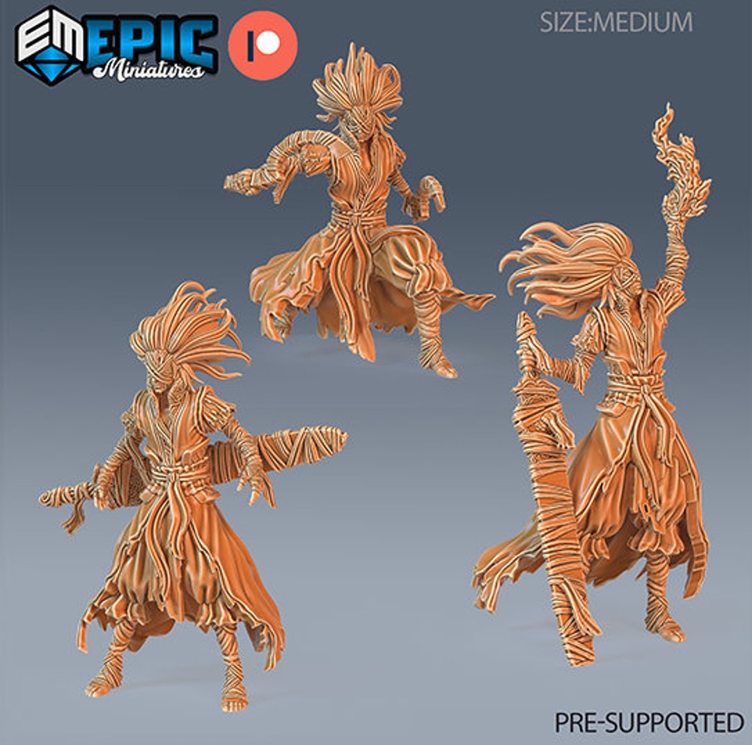 Set of 3 DND Miniatures Restless Bones Bandage Warrior Collection ...