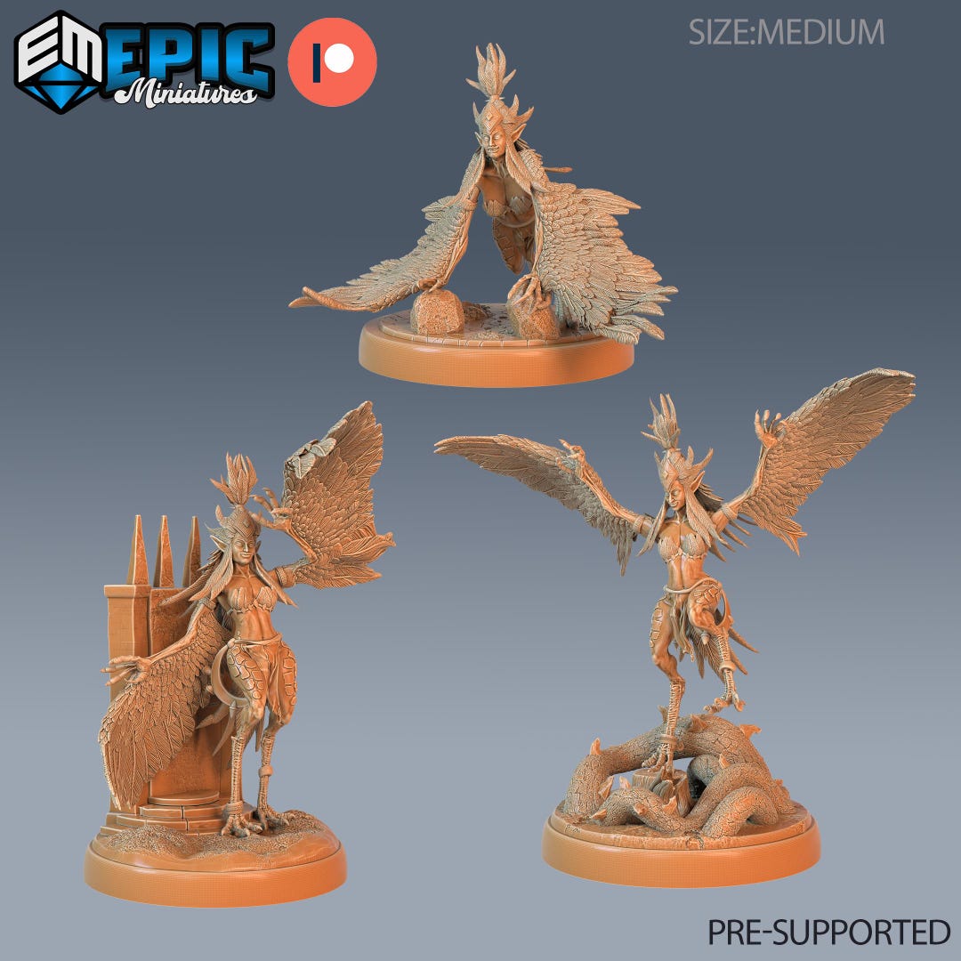 Harpy Lady Set of 3 DND Miniatures Monster Rampage Collection Dungeons ...