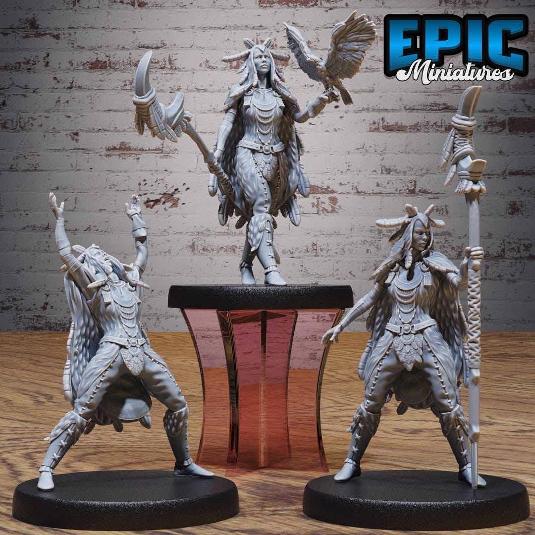 Raven Shaman Set of 3 DND Miniatures Native Magic Collection Dungeons ...