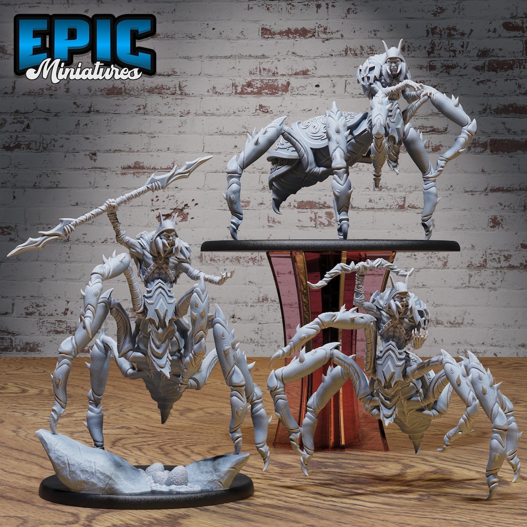 Dark Elf Spider Set of 3 DND Miniatures Deep Dark Caves Collection ...