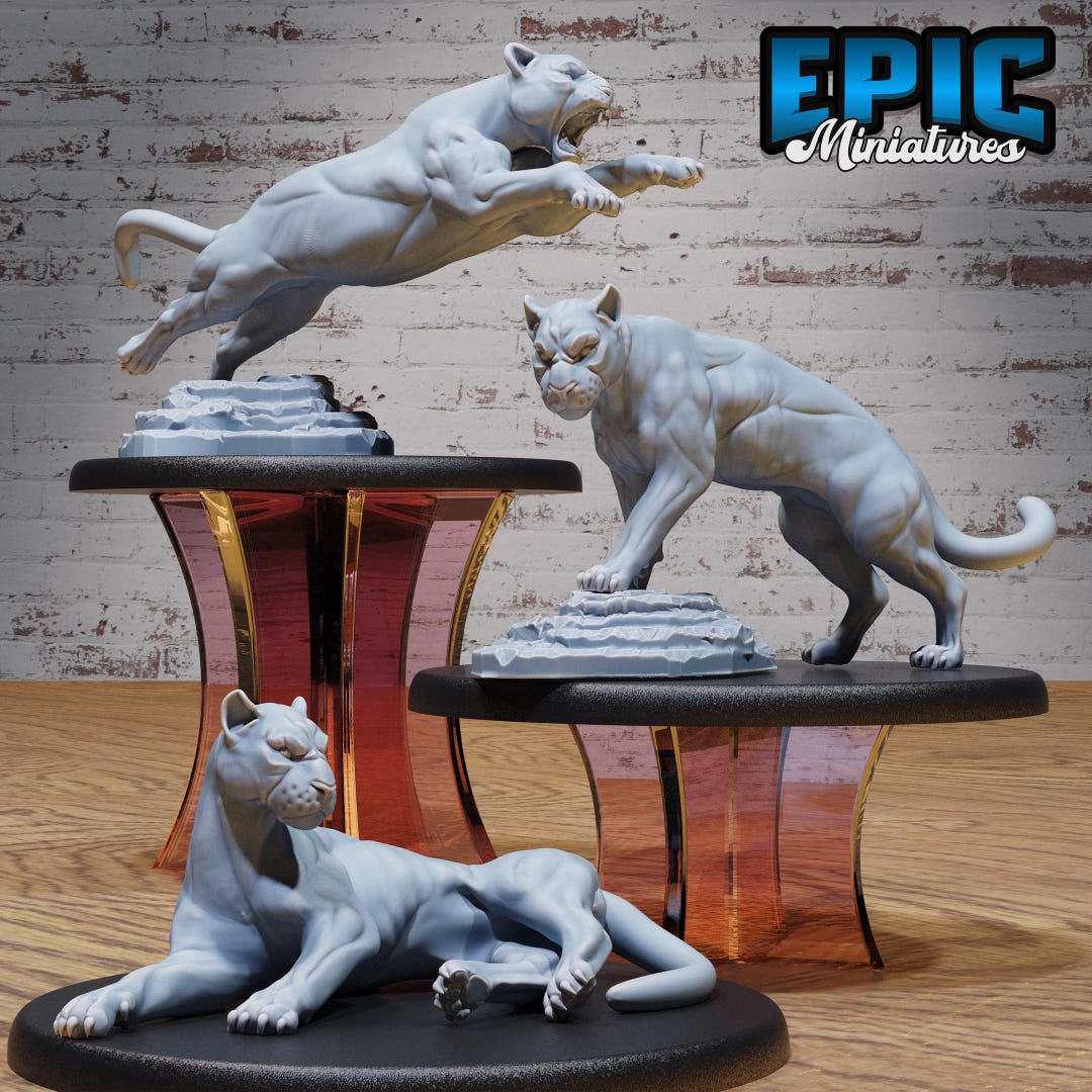 Black Panther Set of 4 DND Miniatures Old Fables Collection Dungeons ...