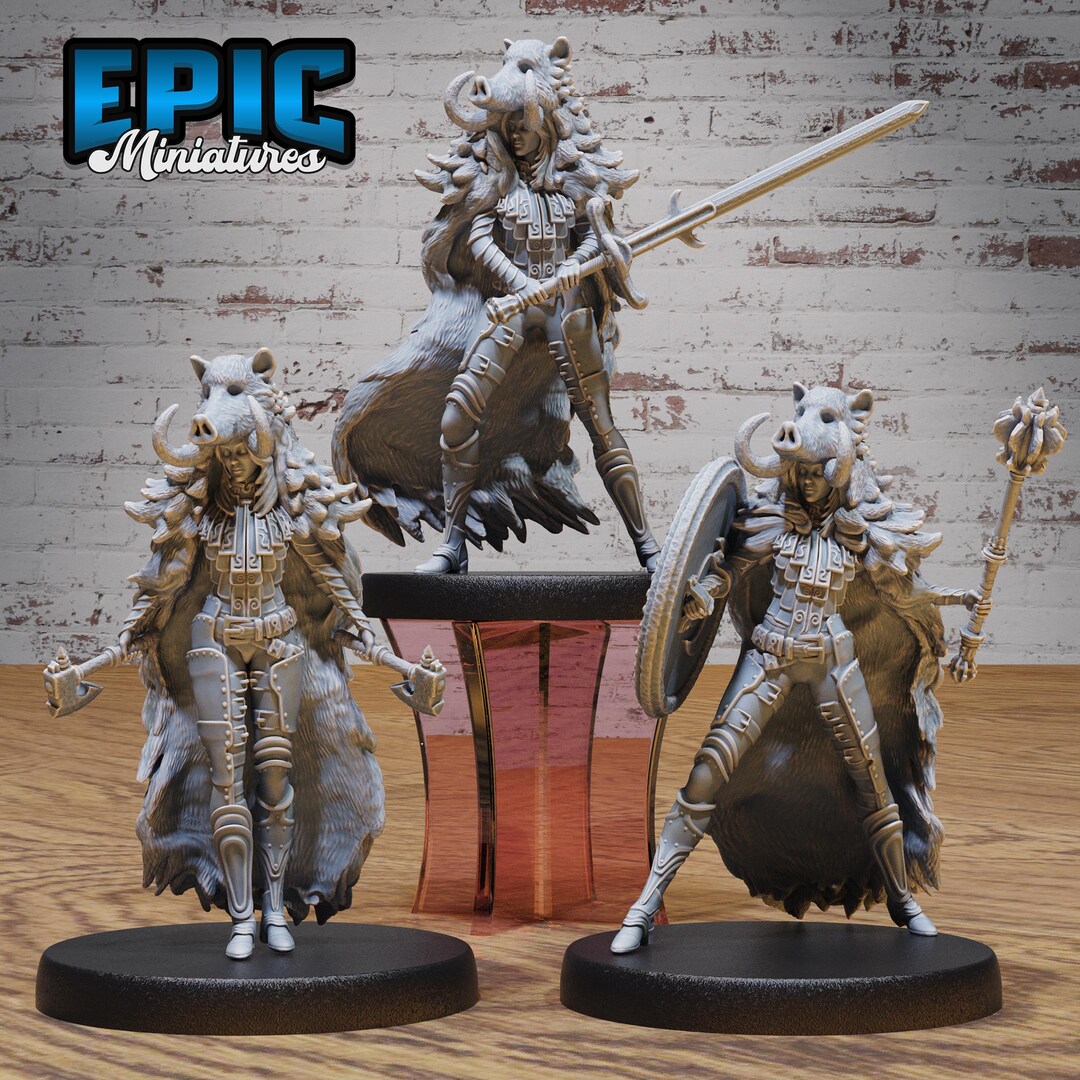 Boar Coat Warrior Lady Set of 3 DND Miniatures Northern Tales ...