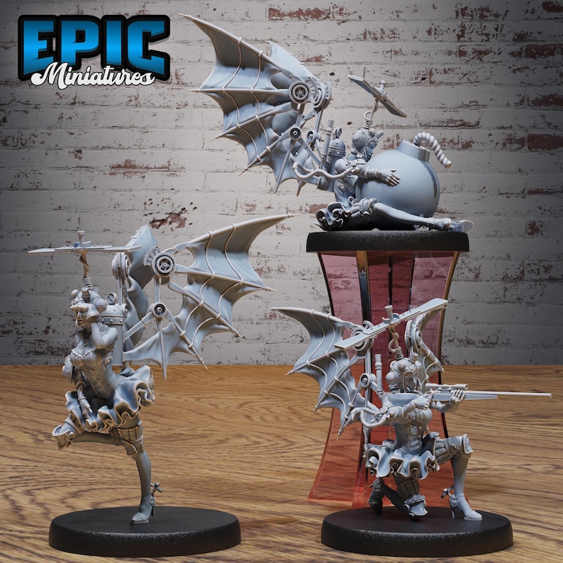 Aviator Girl Set of 3 DND Miniatures Construct Laboratory Collection ...