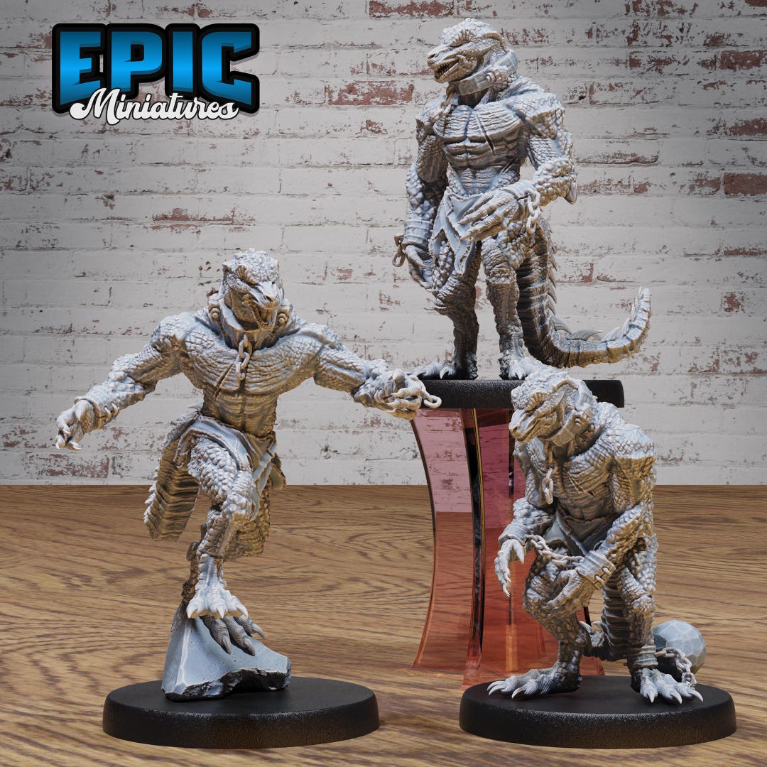 Lizardfolk Slave Set of 3 DND Miniatures Prison Break Collection ...