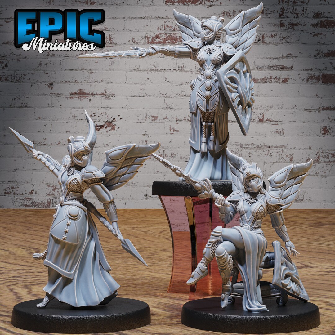 Astral Deva Set of 3 DND Miniatures Faith Defender Collection Dungeons and Dragons Mini Resin 3d ...
