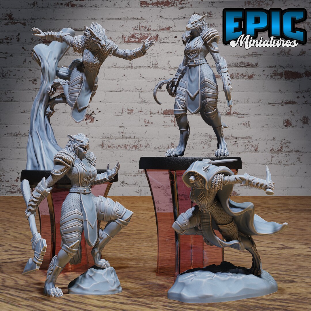 Werewolf Armored Female Set of 4 DND Miniatures Beast Hunt Collection ...