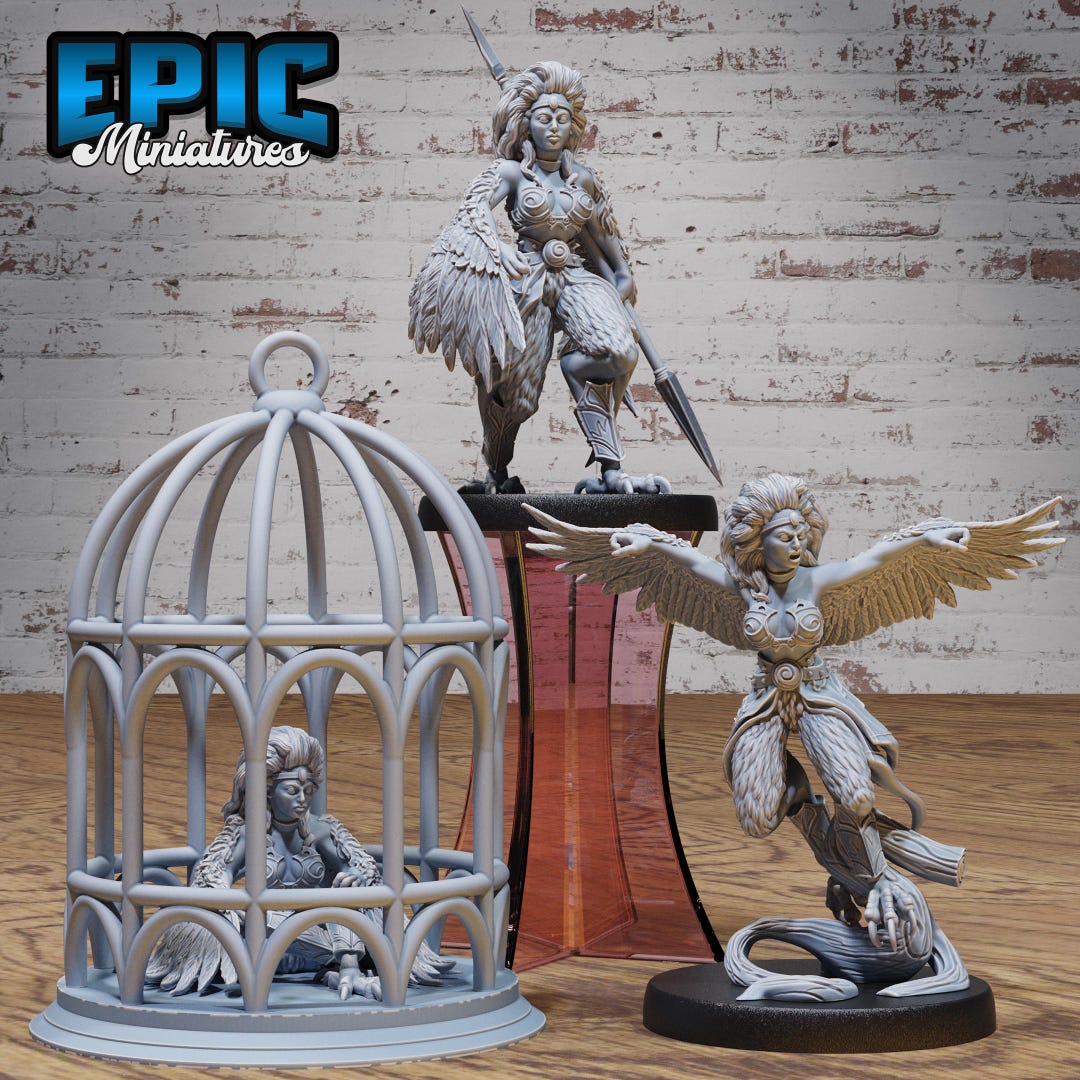 Captured Harpy Set of 3 DND Miniatures Prison Break Collection Dungeons ...