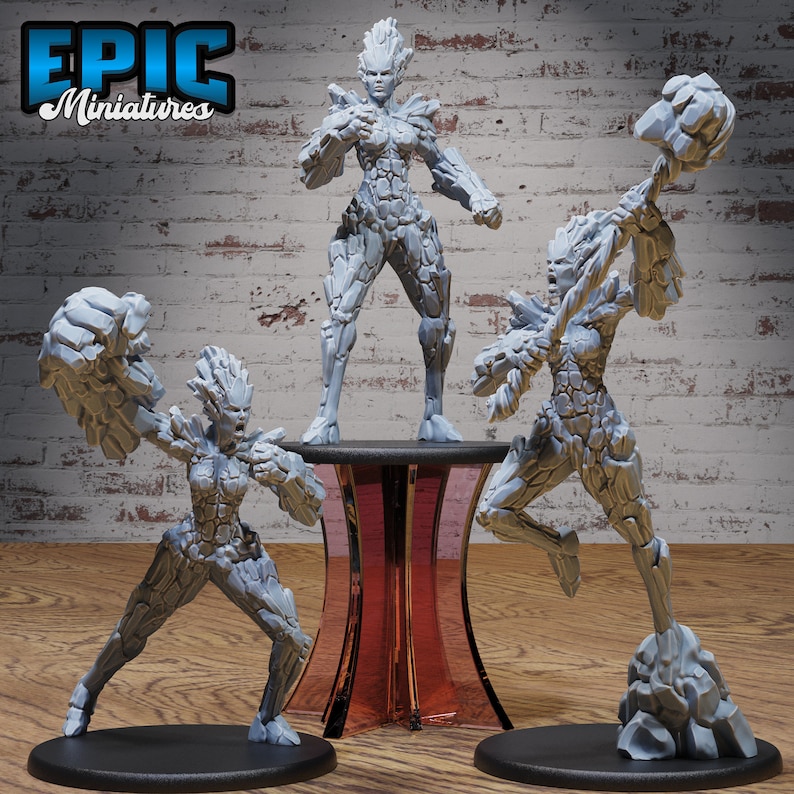 Earth Elemental Female Set of 3 DND Miniatures Deep Dark Caves ...