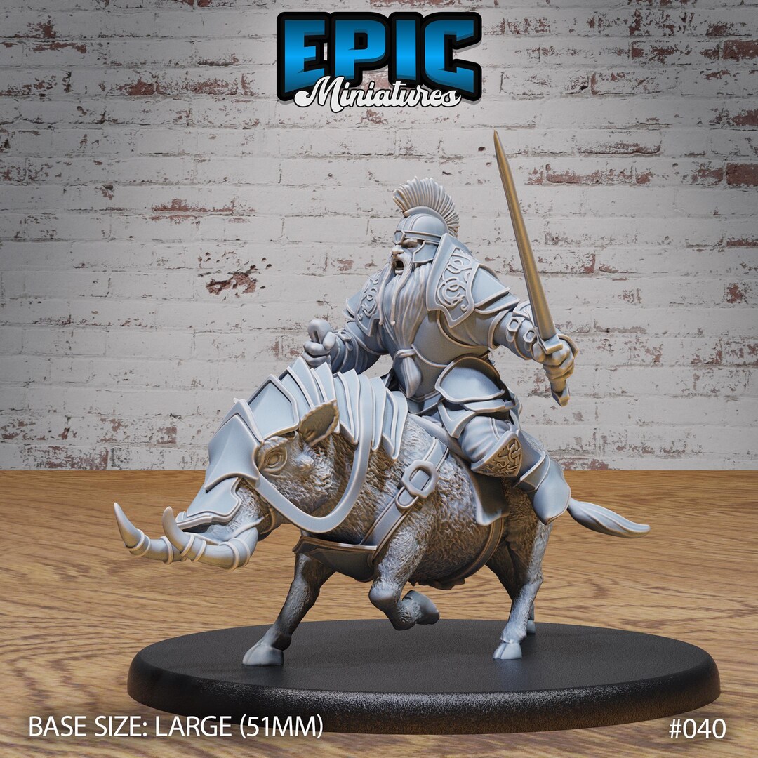 Armored Warthog and Rider Set of 4 DND Miniatures Dwarf Army Pack ...