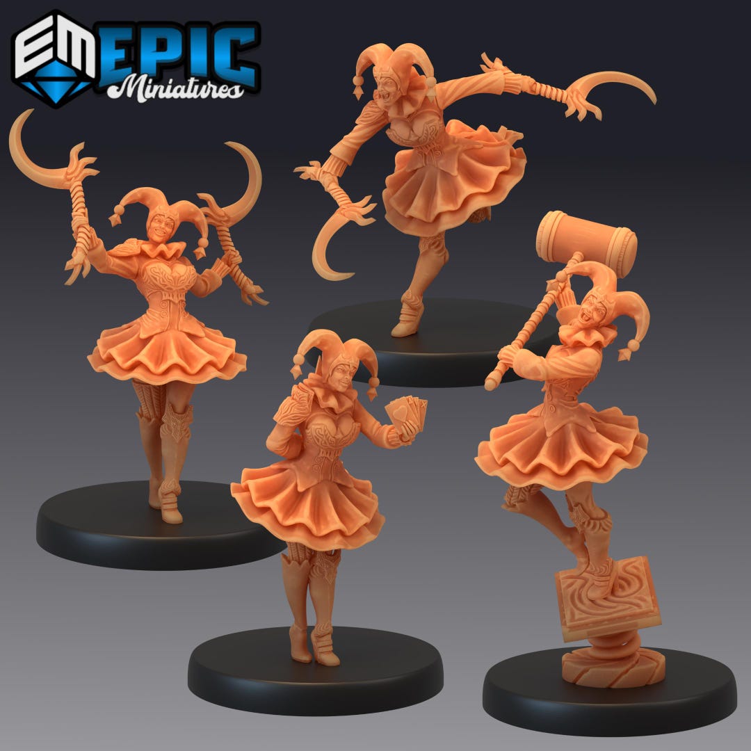 Harlequin Mad Girl Set of 4 DND Miniatures Halloween Horror Collection ...