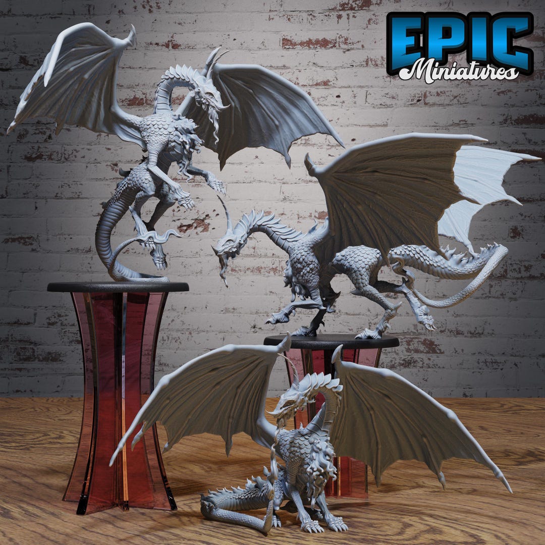 Moonstone Dragon Set of 3 DND Miniatures Adventurers Guild Collection ...