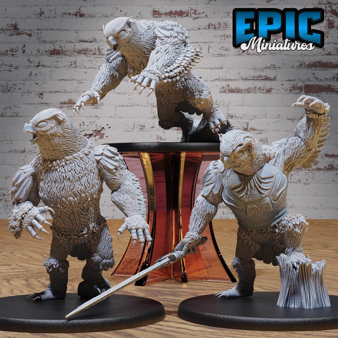 Fabled Owl Bear Set of 4 DND Miniatures Old Fables Collection Dungeons ...