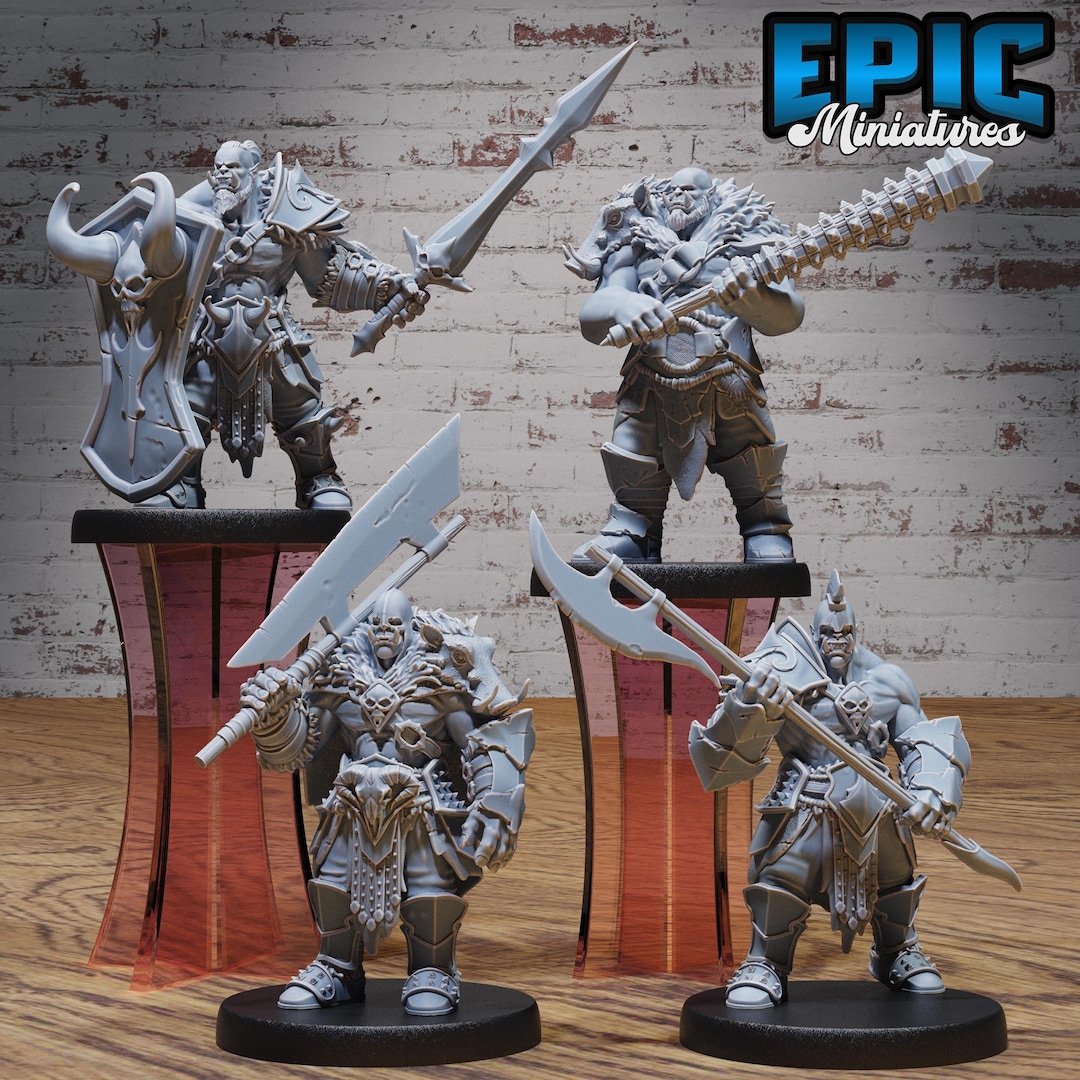 Orc Army Set of 4 DND Miniatures Orc Army Pack Collection Dungeons and ...