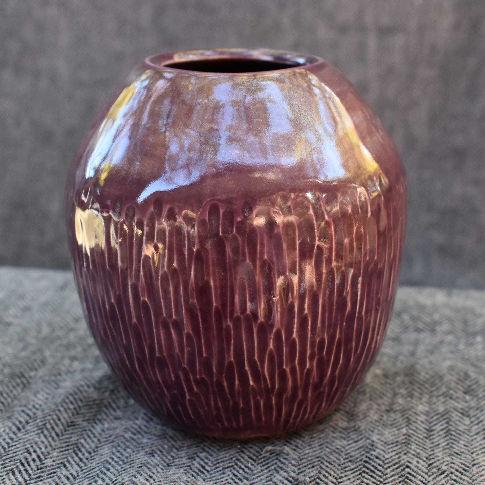 Unique Purple Pottery Bud Vase | Mini Ceramic Vases With Subtle Texture ...