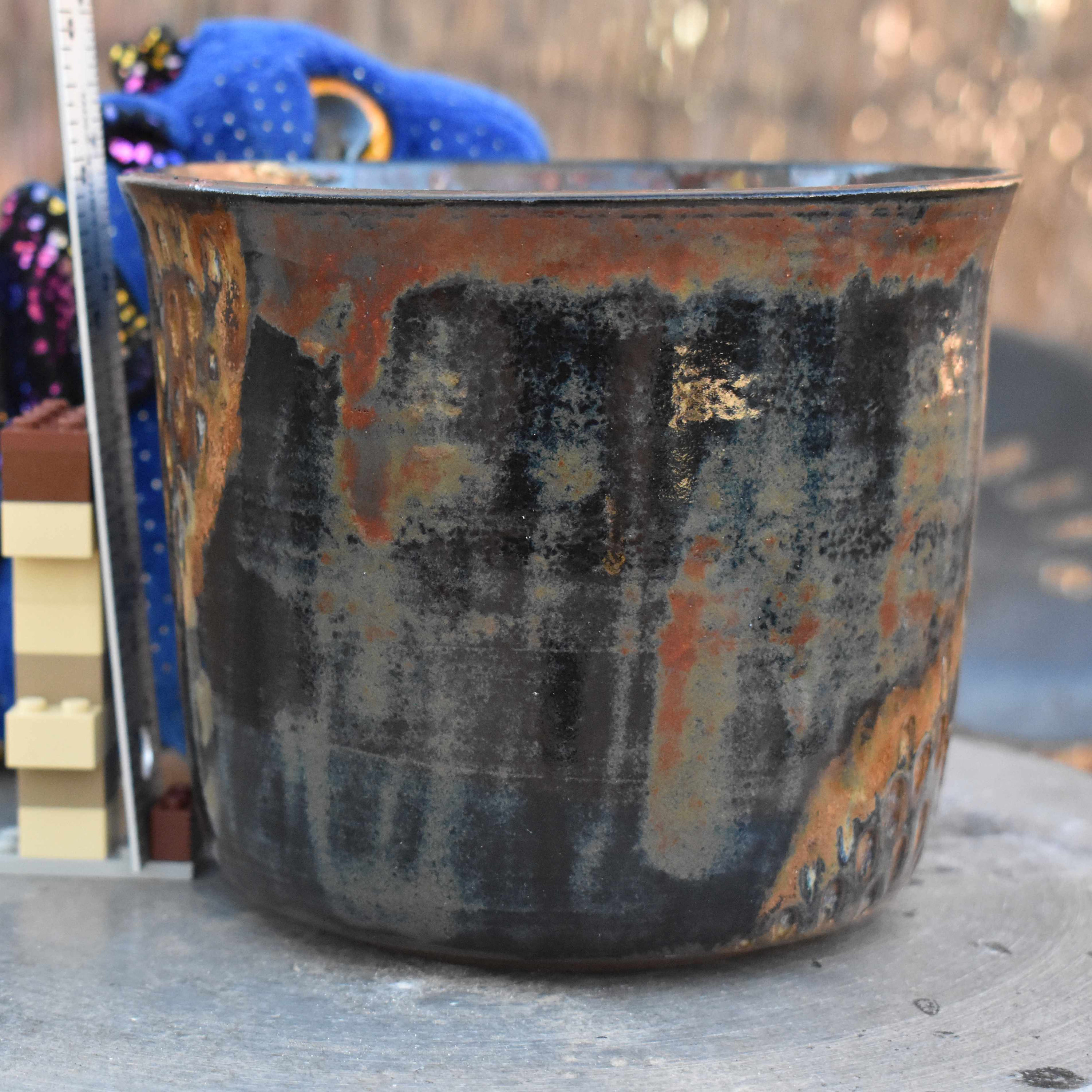 Textured Decorative Rustic Vase, Large Utensil Crock | Stoneware ...