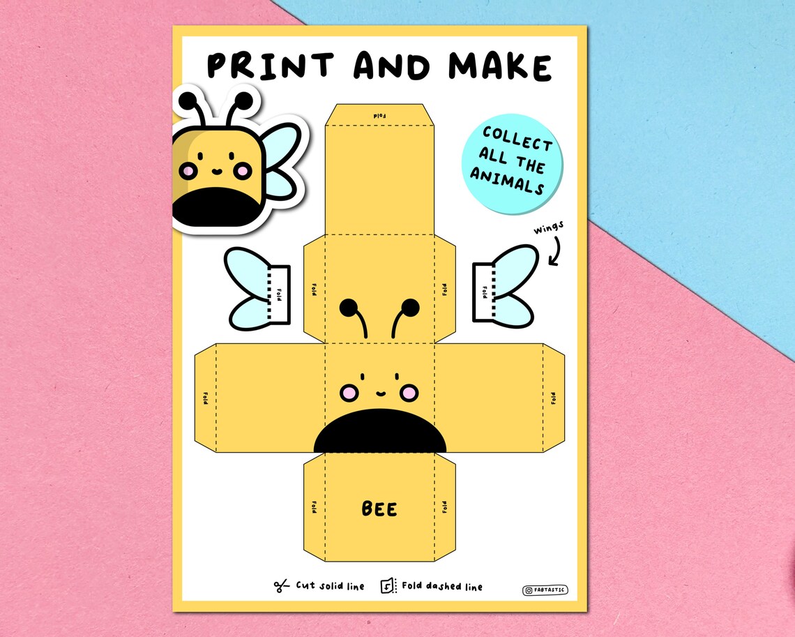 Print and Make Cube Animal Bee Easy and Fun Collect Cute Animal Cubes ...