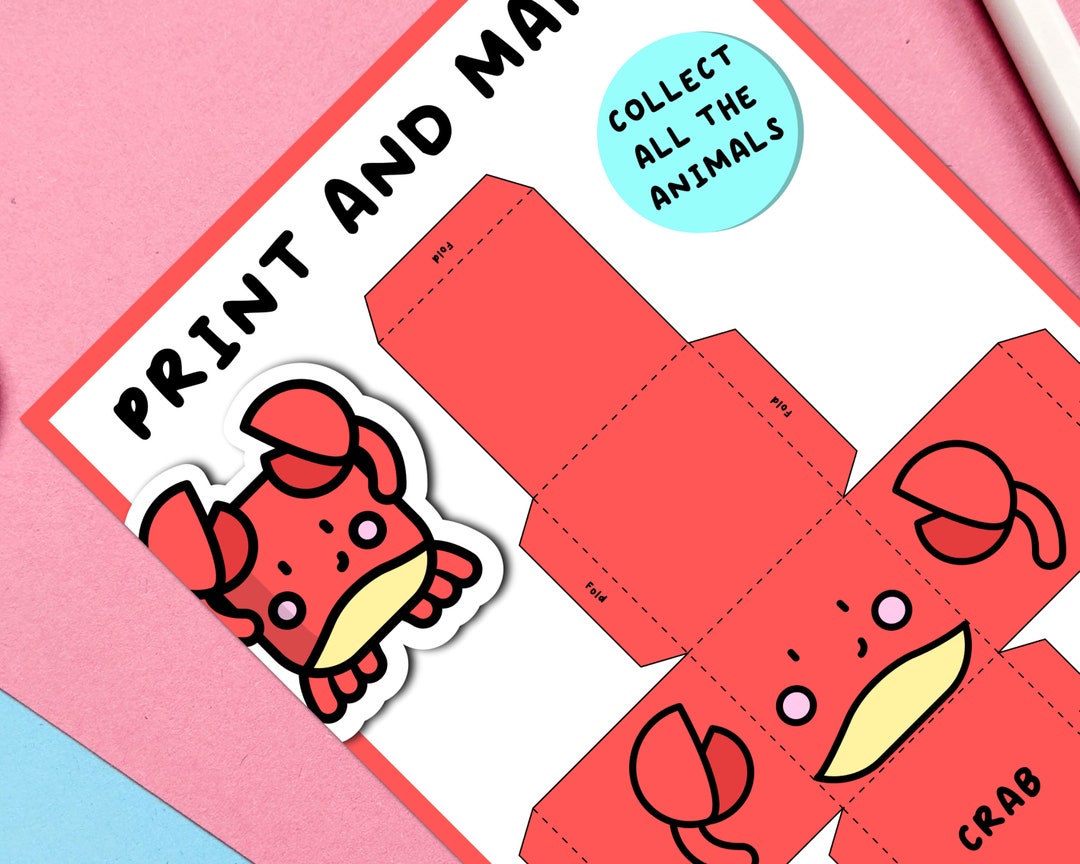 Print and Make Cube Animal Crab - Easy and Fun - Collect Cute Animal ...