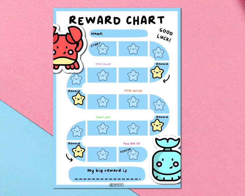 Reward Chart Crab and Whale Toddler Reward Chart Child - Etsy