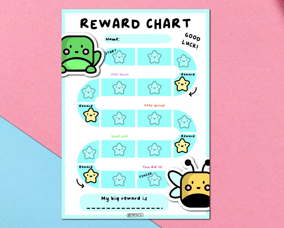 Reward Chart Bee and Frog Blue Toddler Reward Chart Child - Etsy