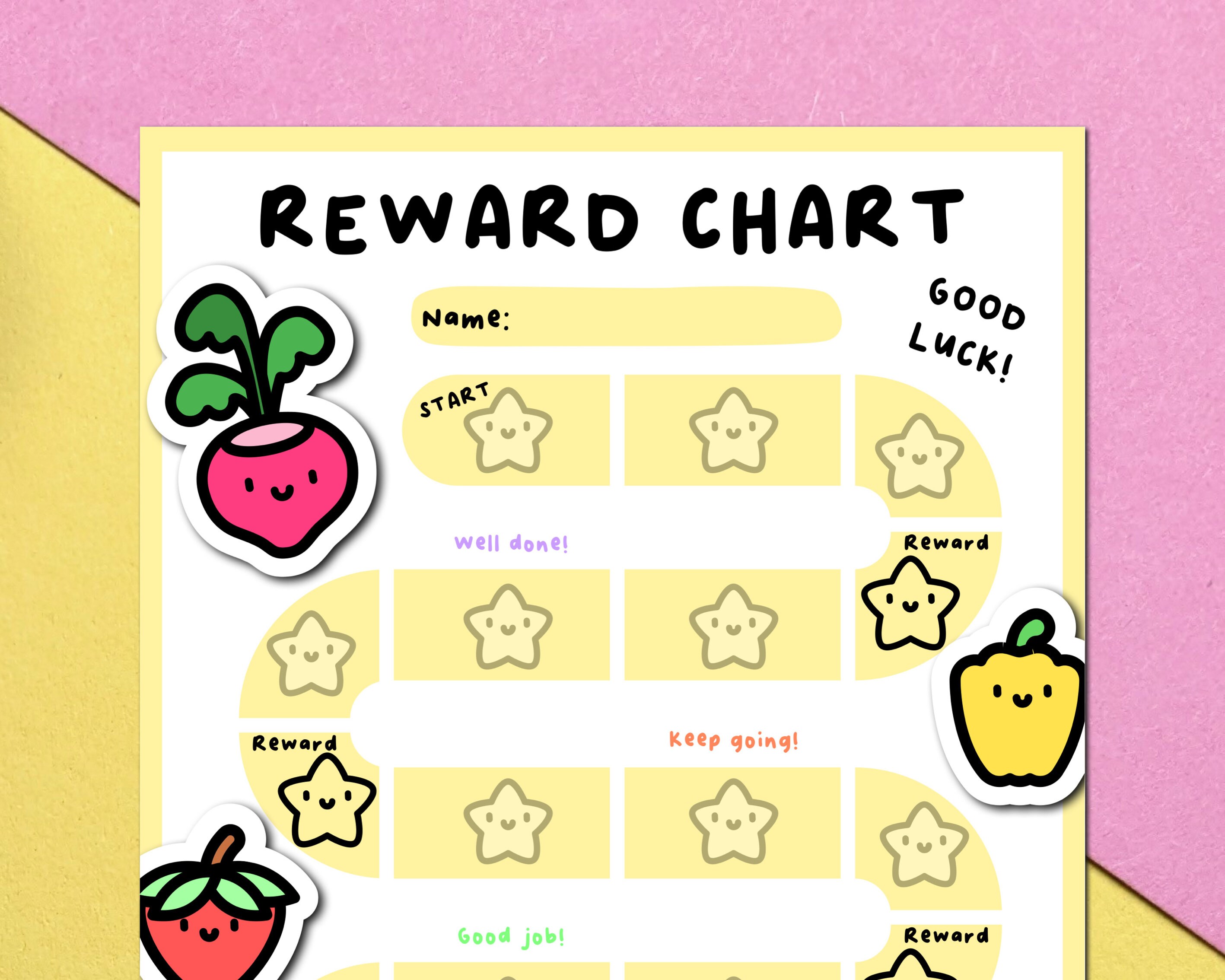 Reward Chart Fruit Veg Radish Pepper Strawberry Melon Toddler Reward ...