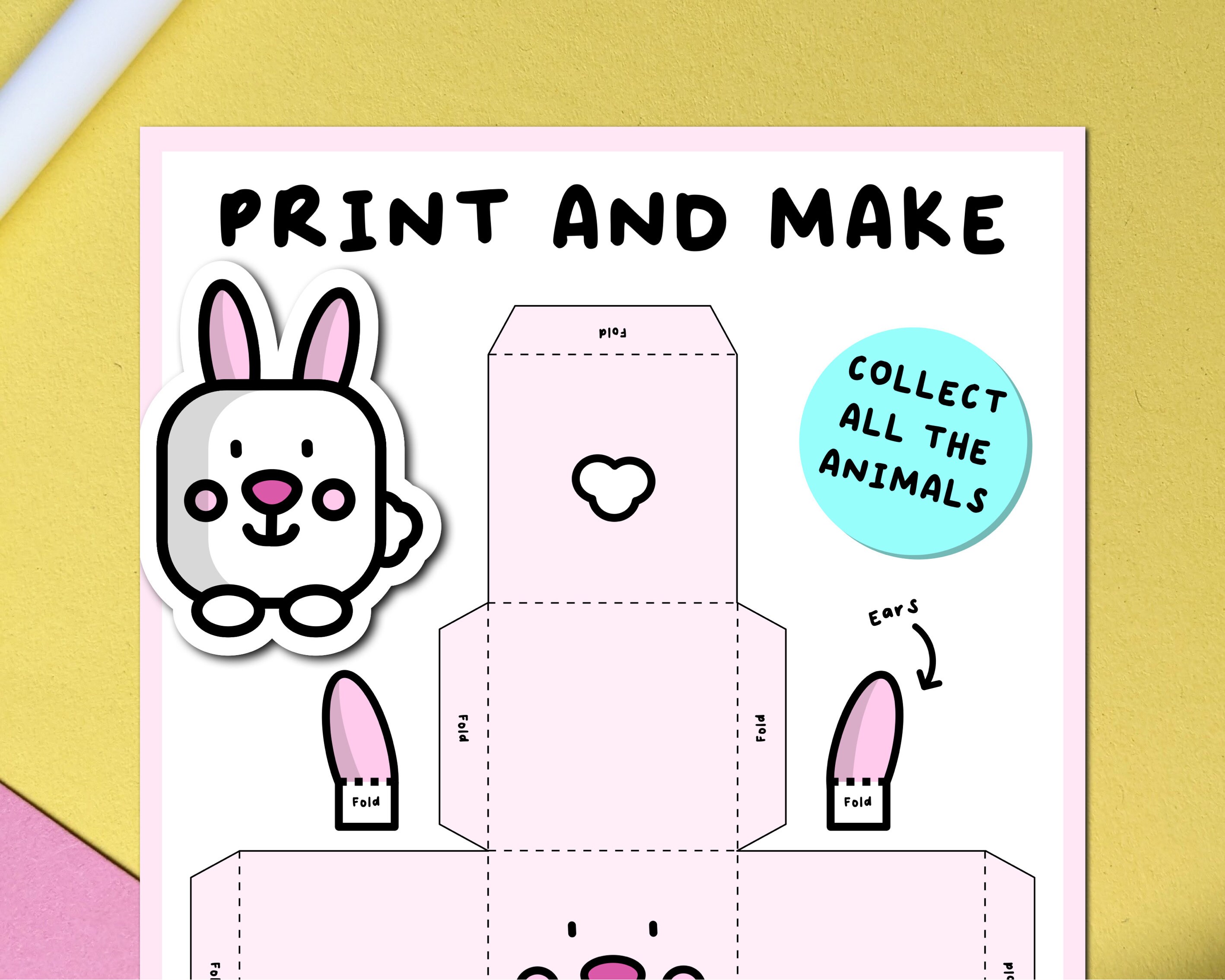 Print and Make Cube Animal Rabbit Easy and Fun Collect Cute Animal ...