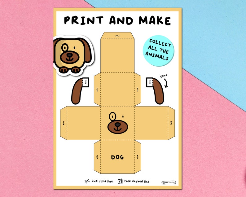 Print and Make Cube Animal Dog Easy and Fun Collect Cute Animal Cubes ...
