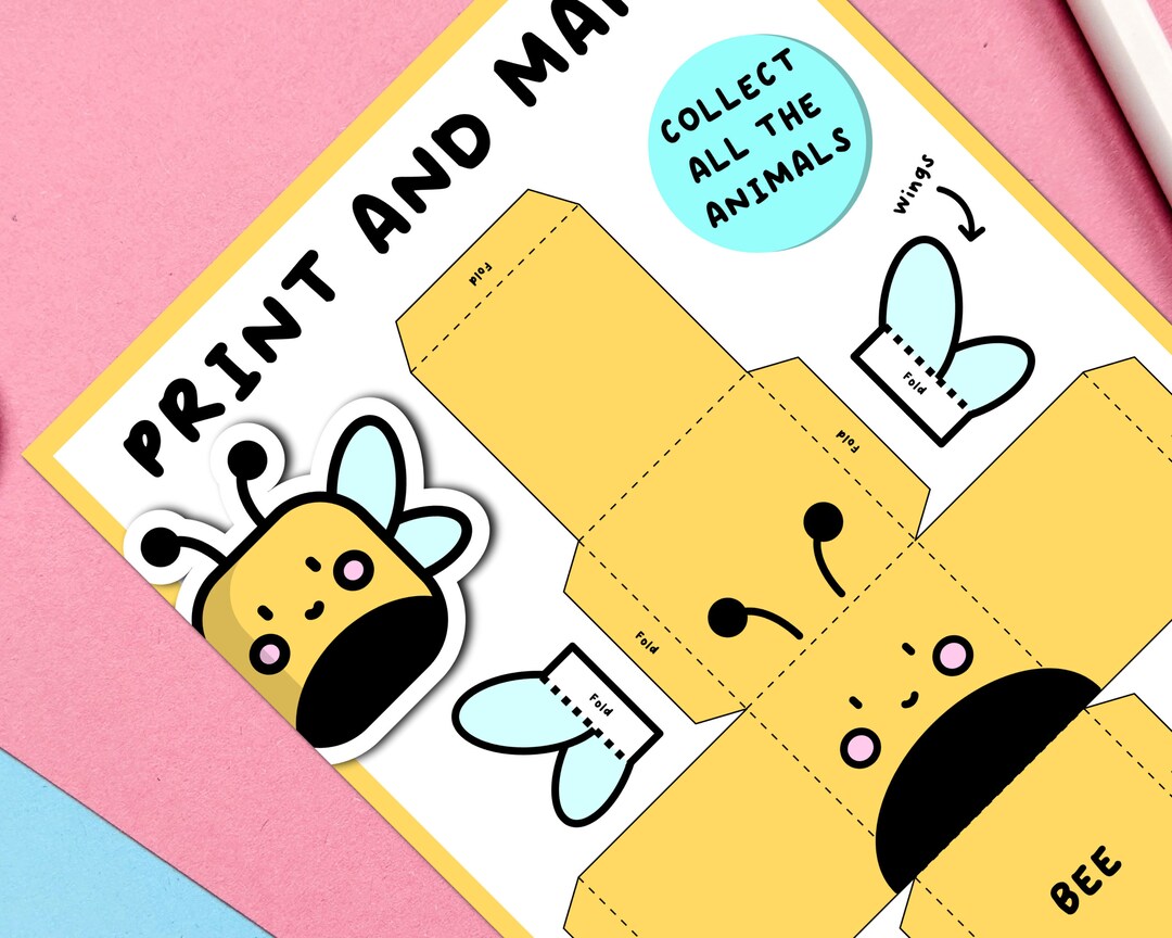 Print and Make Cube Animal Bee Easy and Fun Collect Cute Animal Cubes ...