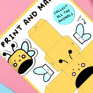 Print and Make Cube Animal Bee Easy and Fun Collect Cute Animal Cubes ...