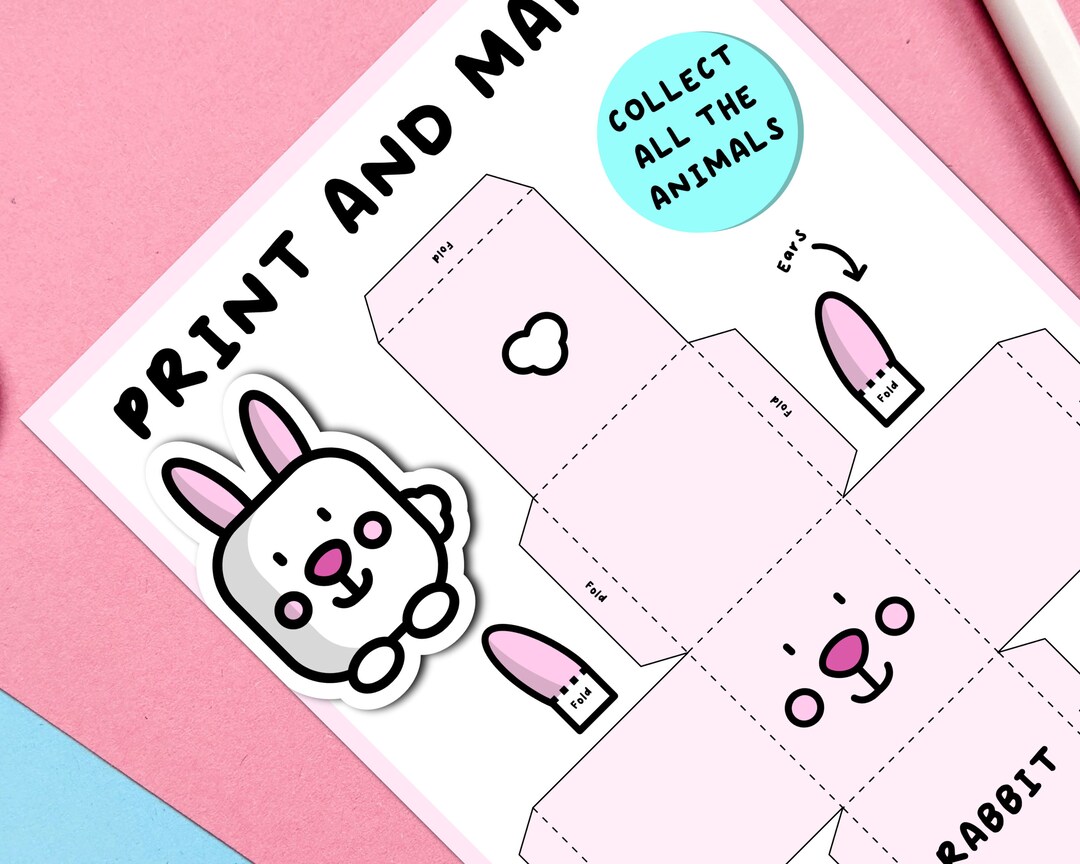 Print and Make Cube Animal Rabbit Easy and Fun Collect Cute Animal ...