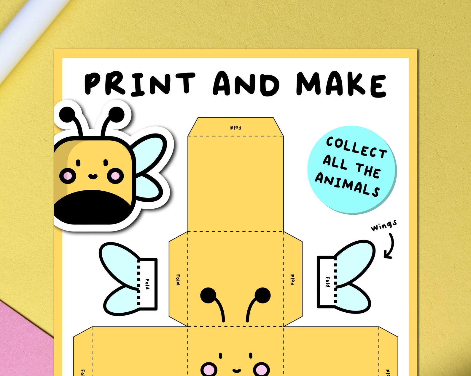 Print and Make Cube Animal Bee Easy and Fun Collect Cute Animal Cubes ...