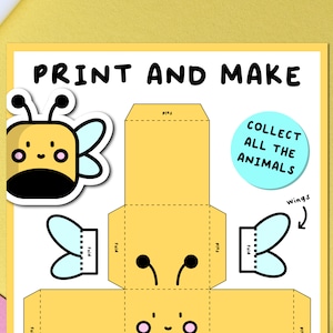 Print and Make Cube Animal Bee Easy and Fun Collect Cute Animal Cubes ...