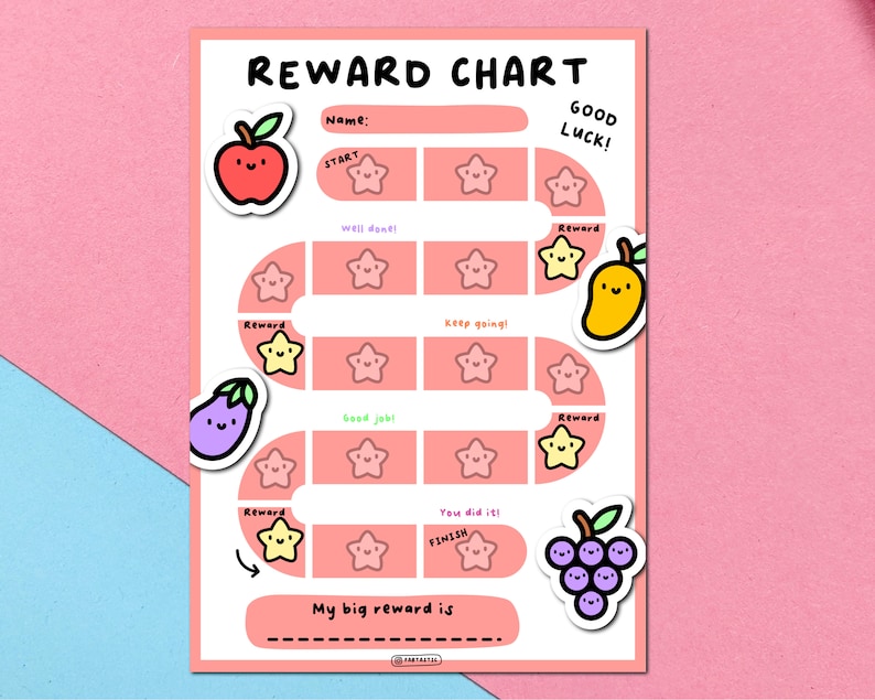 Reward Chart Fruit Apple Mango Grapes Eggplant Toddler - Etsy